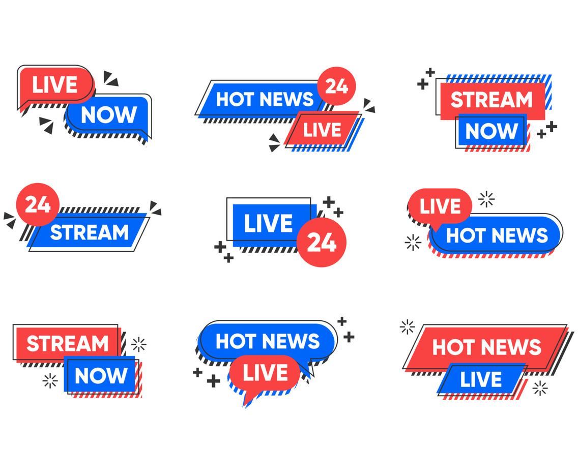 Live Streaming Badge Or Label Collection Set Vector Art & Graphics ...