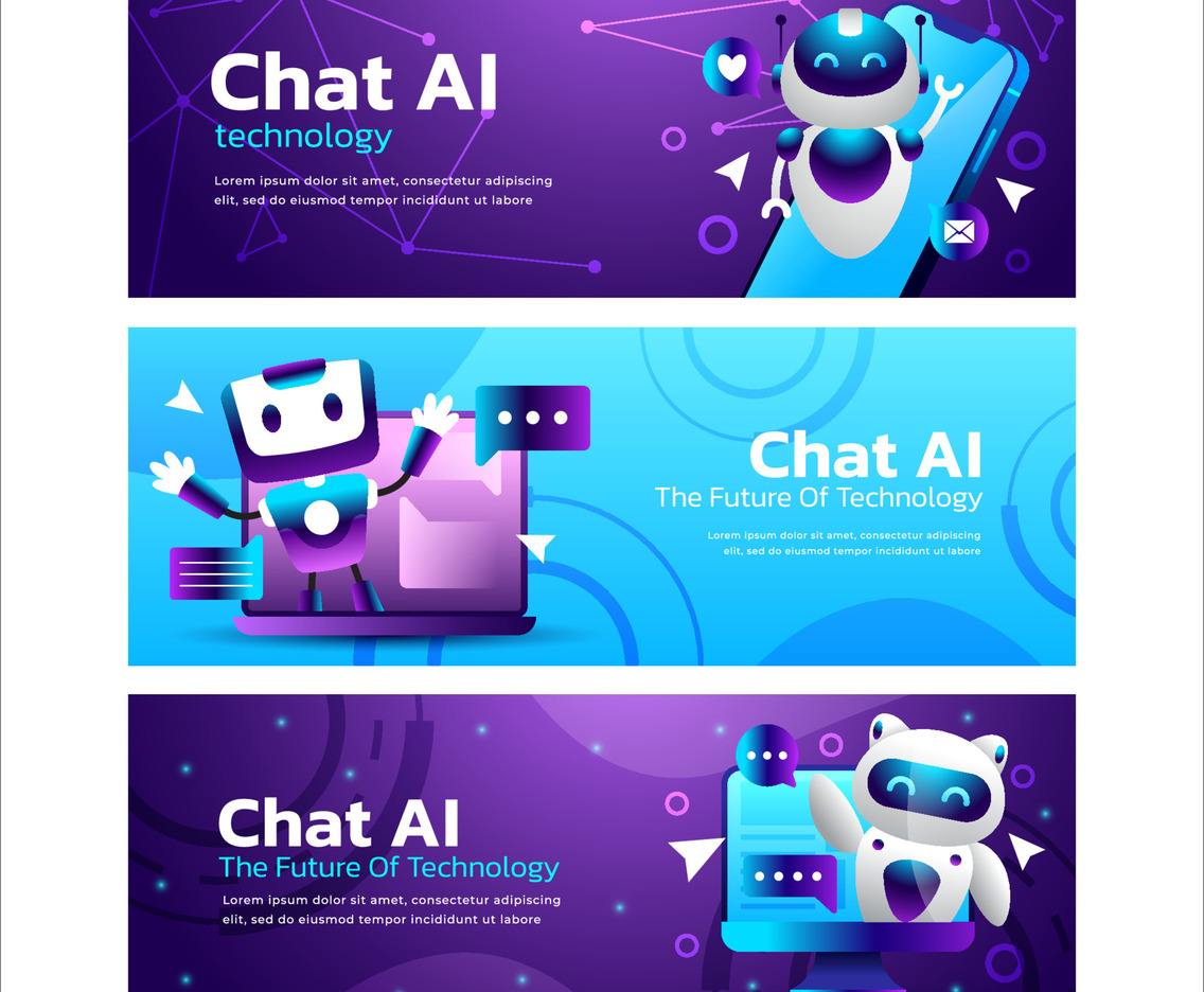 Artificial Intelligence Chat Banner Set Vector Art & Graphics ...