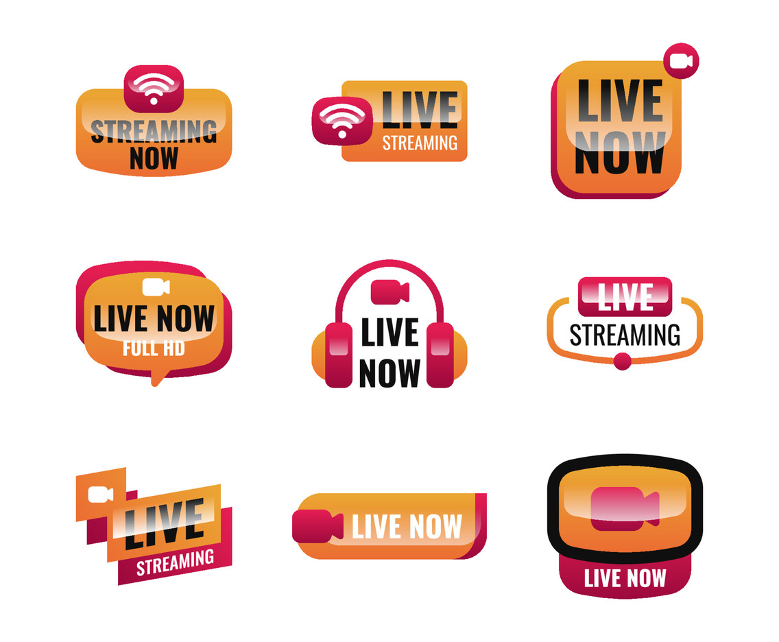 General Live Streaming Badge Set Vector Art & Graphics | freevector.com