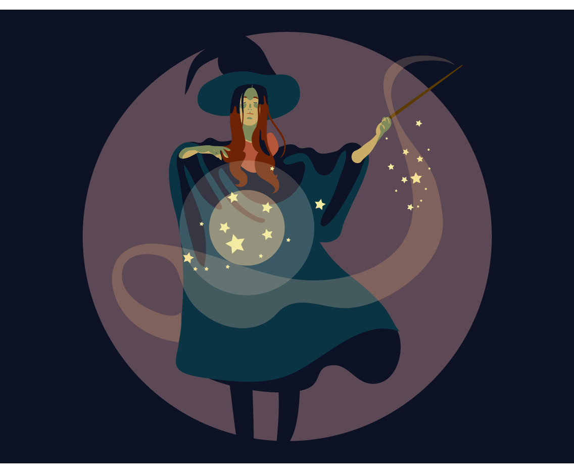 Wizard Girl Vector Vector Art & Graphics | freevector.com