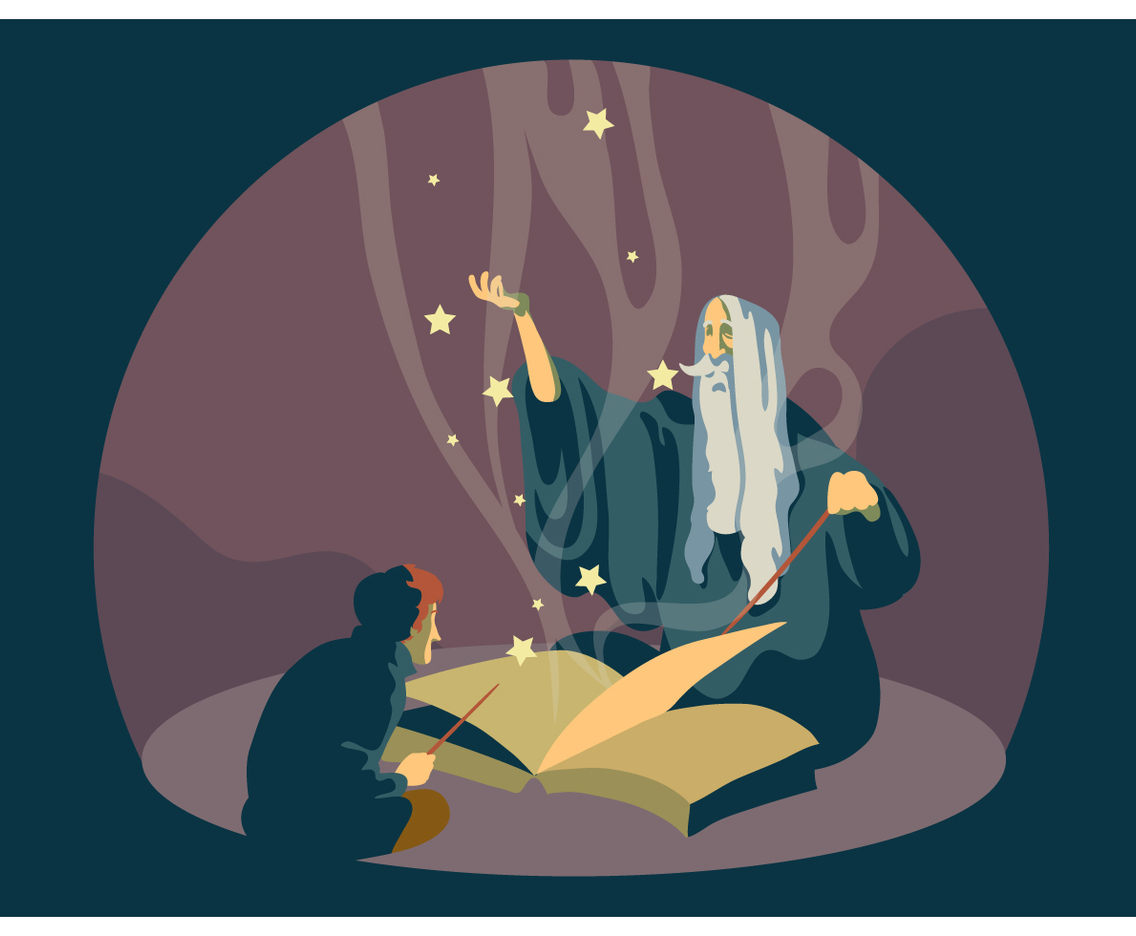 Student And Wizard Old Master Vector Art & Graphics | freevector.com