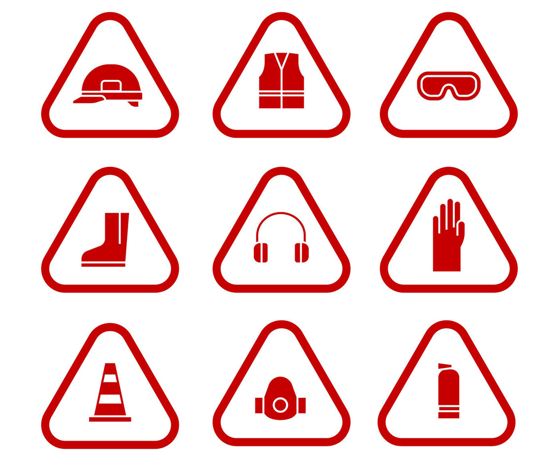 Personal Protective Equipment Monochrome Icons Set Vector Art ...