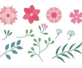Flower Clipart Set Vector Art & Graphics | freevector.com